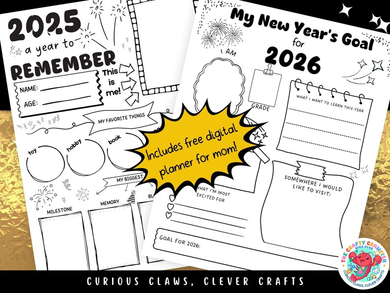 2025 A Year to Remember + 2026 Goals | Kids New Year Printable (PDF ...