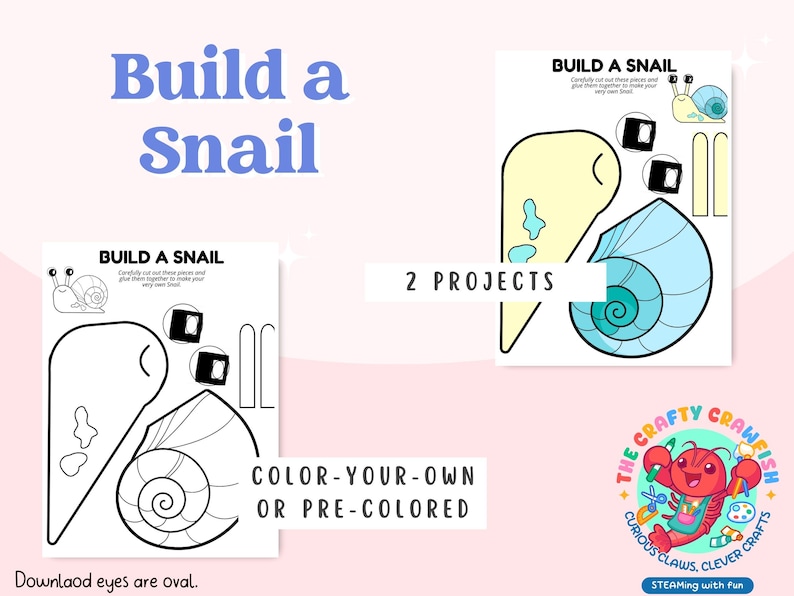 Build a Snail Printable Craft for Kids, Snail Cut and Paste Activity ...
