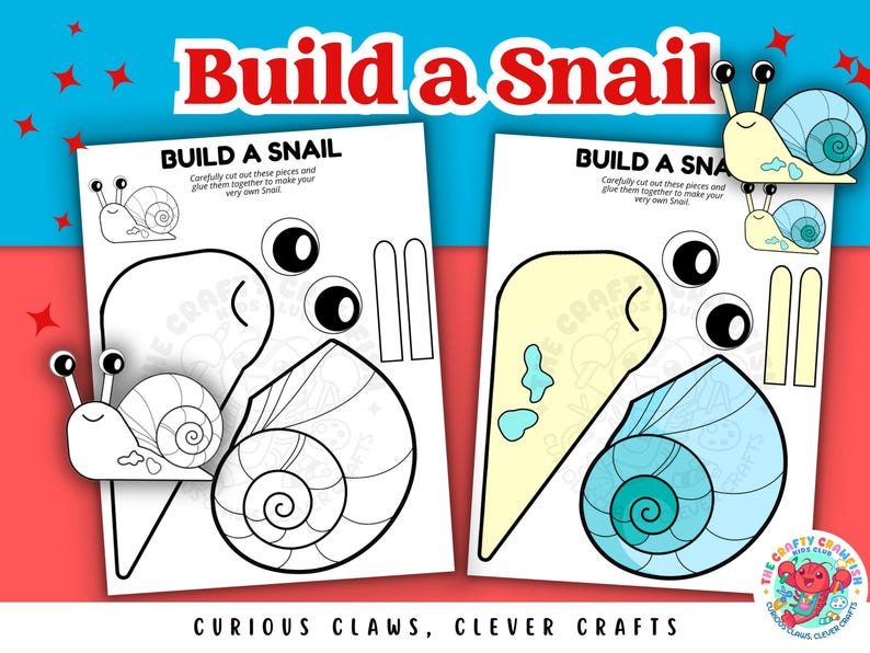 Build a Snail Printable Craft for Kids, Snail Cut and Paste Activity ...