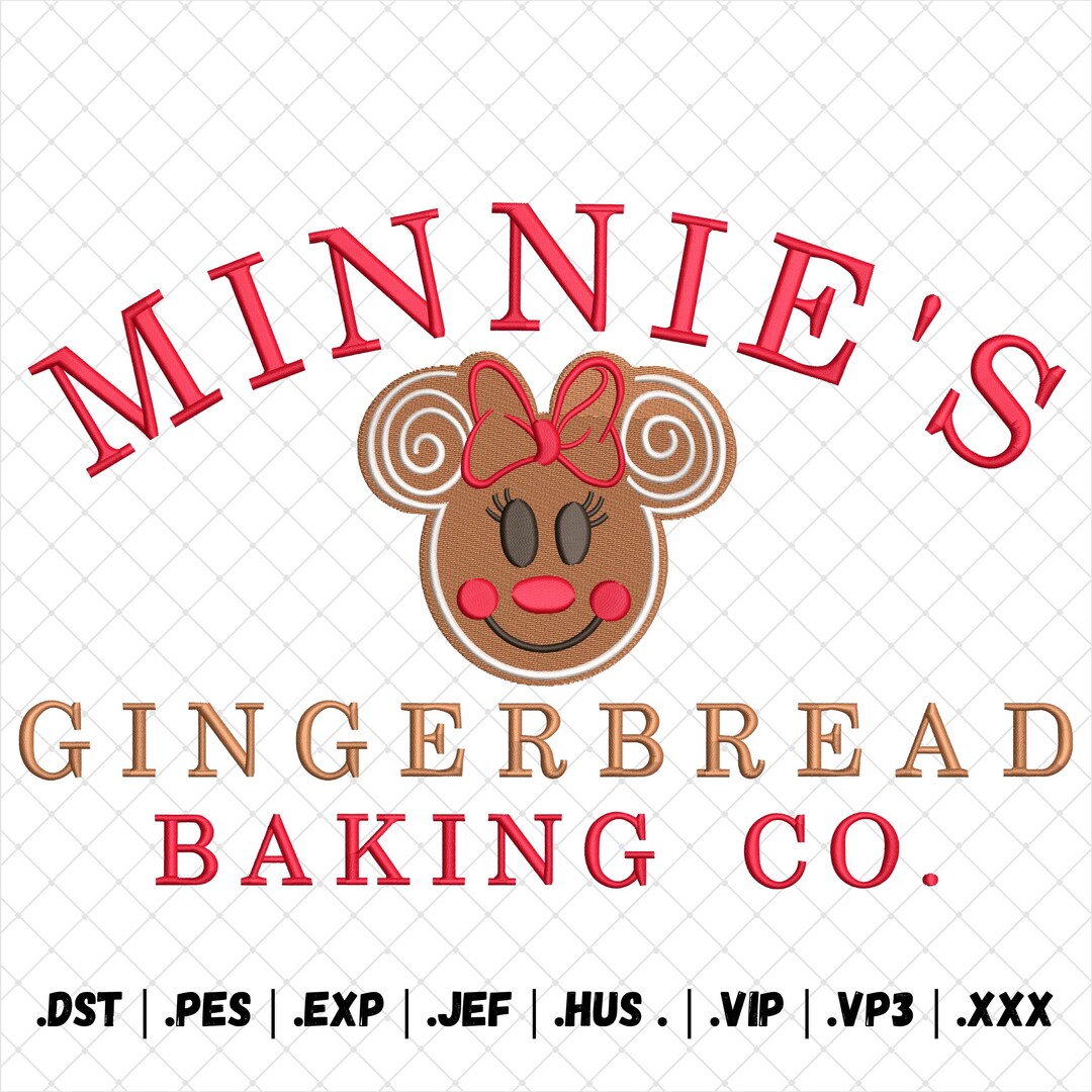 Christmas Ginger Bread Bakery Embroidery, Minnie's Ginger Bread Baking ...