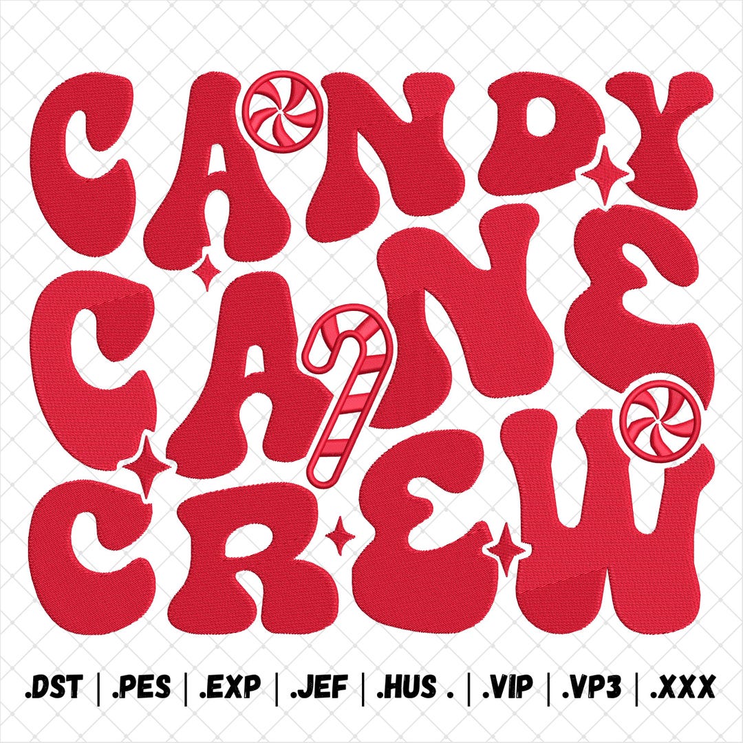 Christmas Candy Cane Embroidery, Christmas Candy Cane Crew Embroidery ...