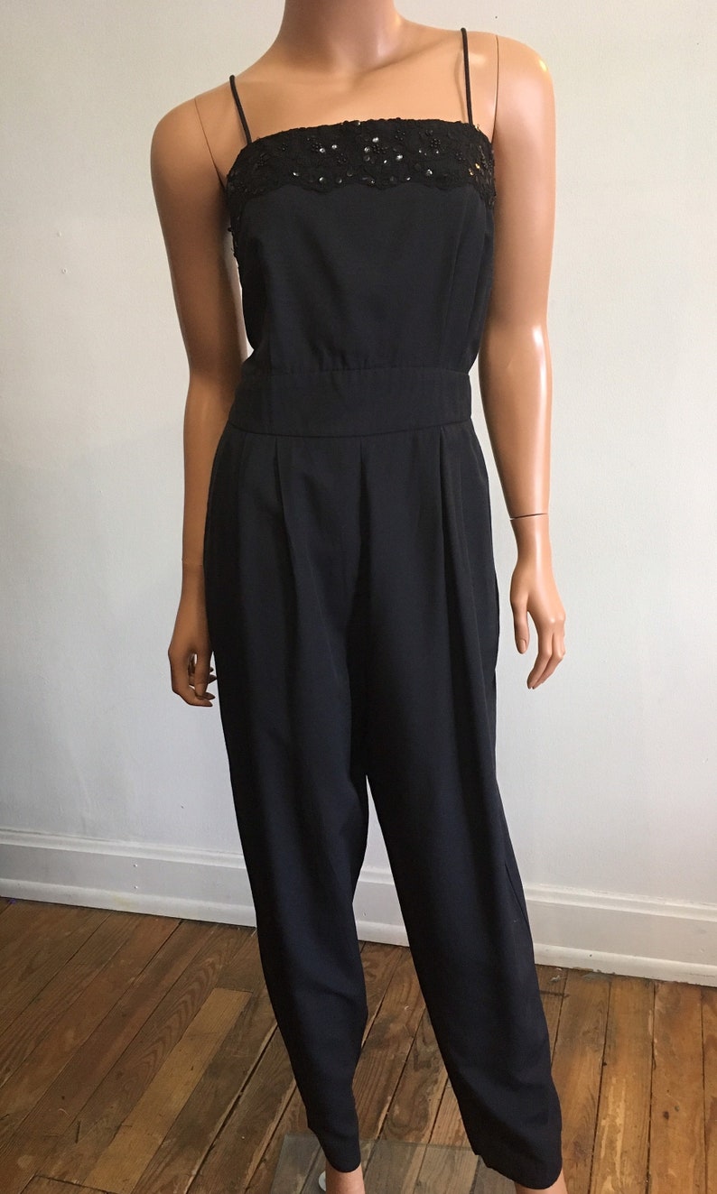1980s Jumpsuit 80s Jumpsuit Vintage Jumpsuit Black Jumpsuit Sequined ...