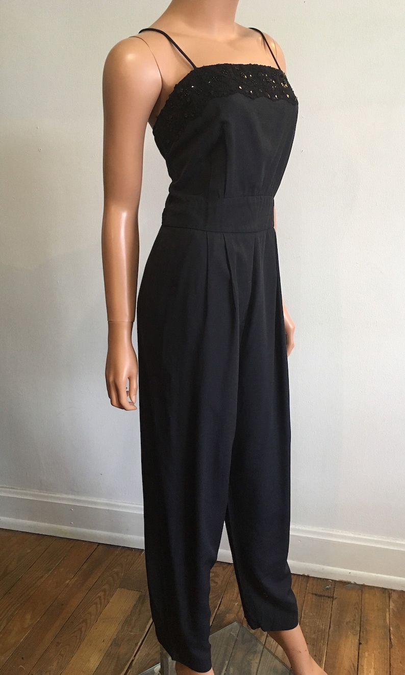 1980s Jumpsuit 80s Jumpsuit Vintage Jumpsuit Black Jumpsuit Sequined ...