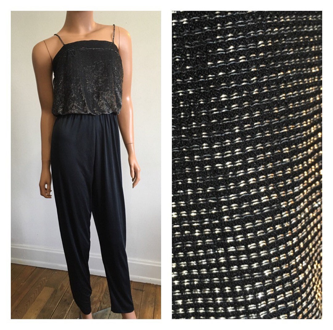 Disco Jumpsuit 1980s Jumpsuit Sparkle Jumpsuit 80's Jumpsuit Black ...