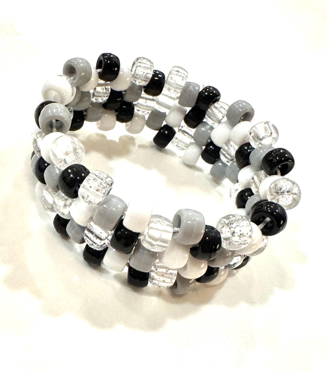 Black White Clear Multi-stitch Kandi Cuff - Etsy
