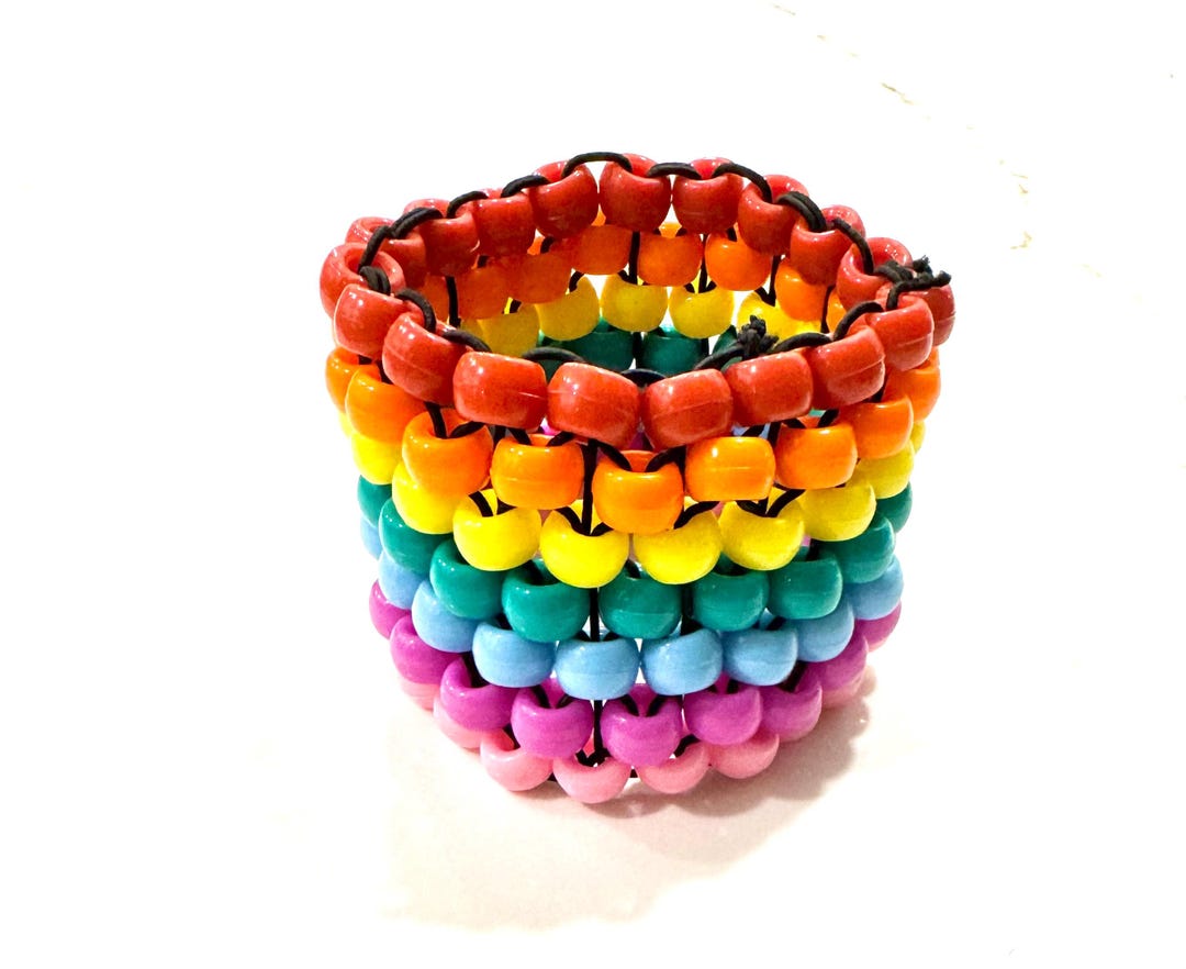 Rainbow Peyote Stitch Kandi Cuff Etsy