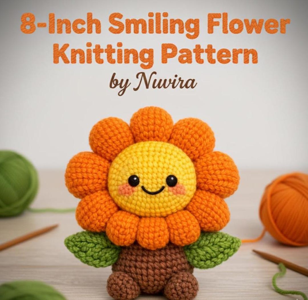 Lächelnde Blume Amigurumi Strickmuster, Plüschtier (Digitaler PDF ...