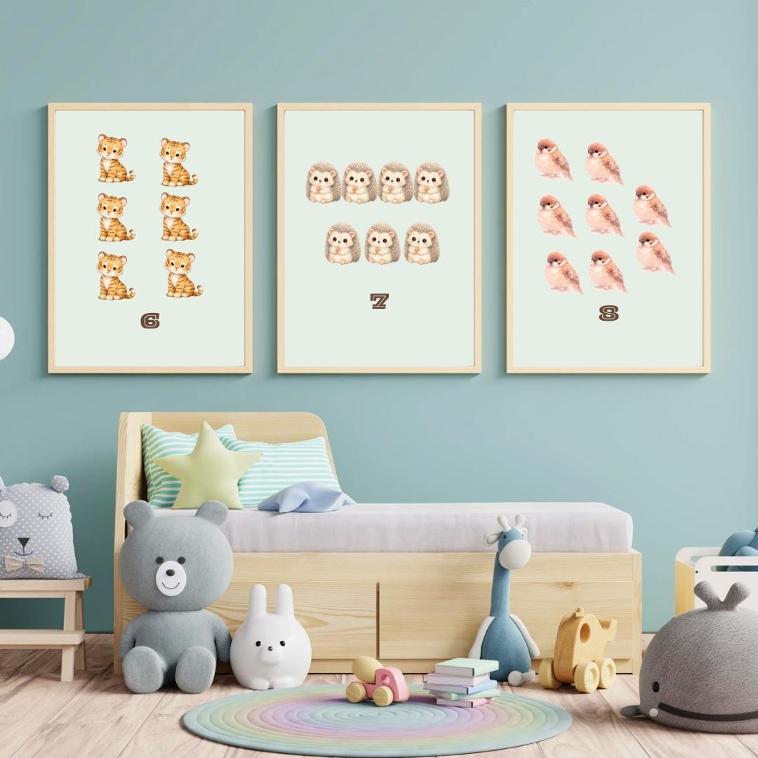 Woodland Animals Number Prints 6-10 – Calming Nursery Math Decor ...