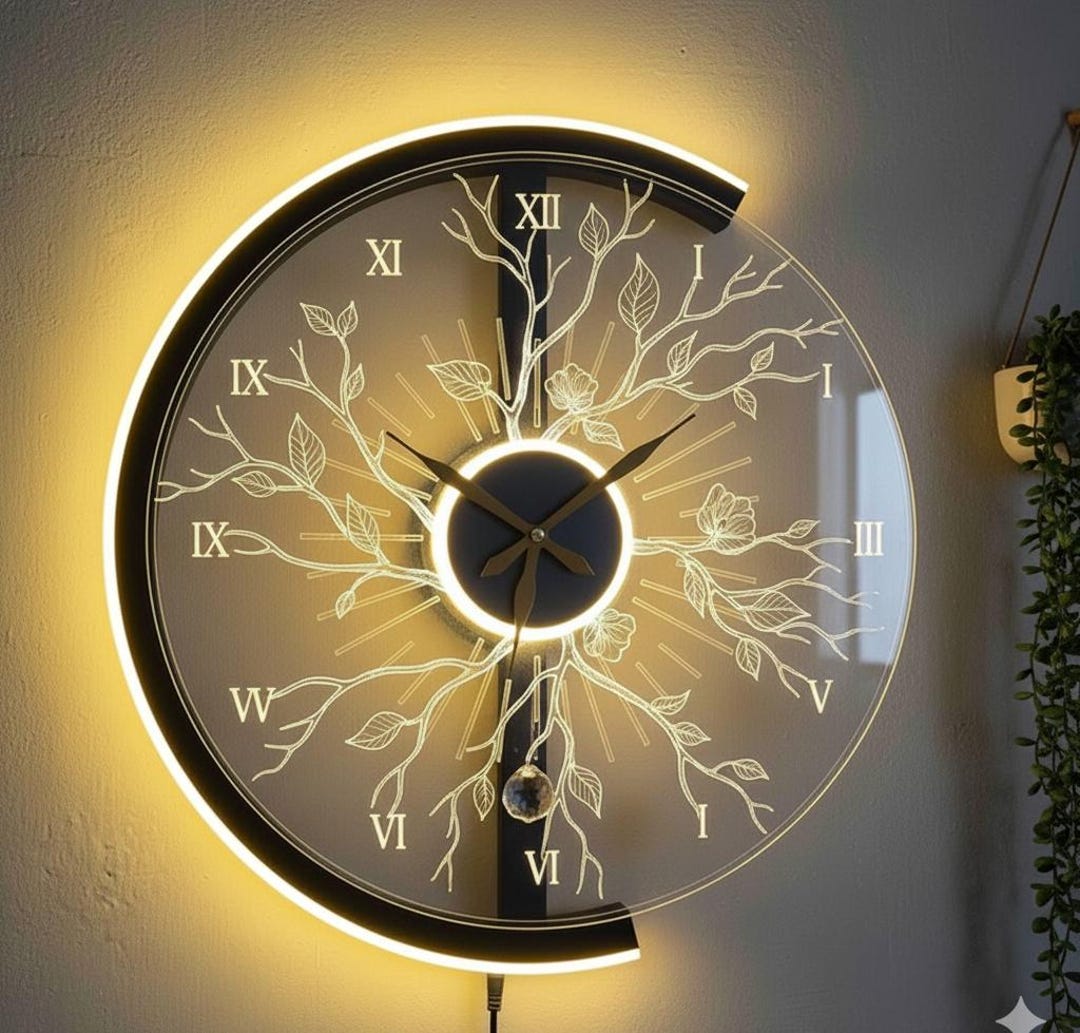 Neon LED Wall Clock With Roman Numerals – Modern Minimalist Decor - Etsy