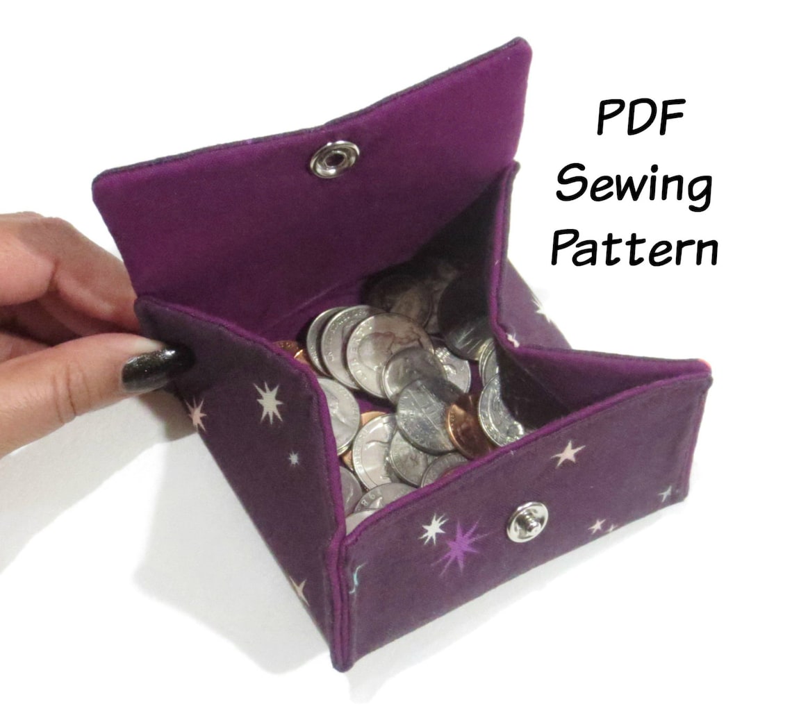 PDF Sewing Pattern, Folding Coin Purse, Coin Pouch, Wallet, Change ...