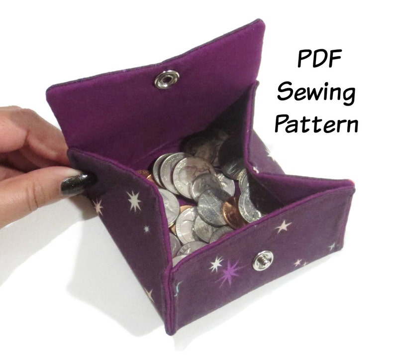 PDF Sewing Pattern, Folding Coin Purse, Coin Pouch, Wallet, Change ...