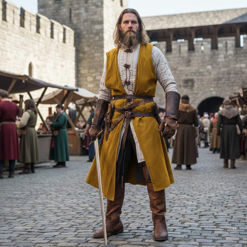 Medieval Hooded Surcoat for Men – Knight Tunic for LARP Cosplay and ...