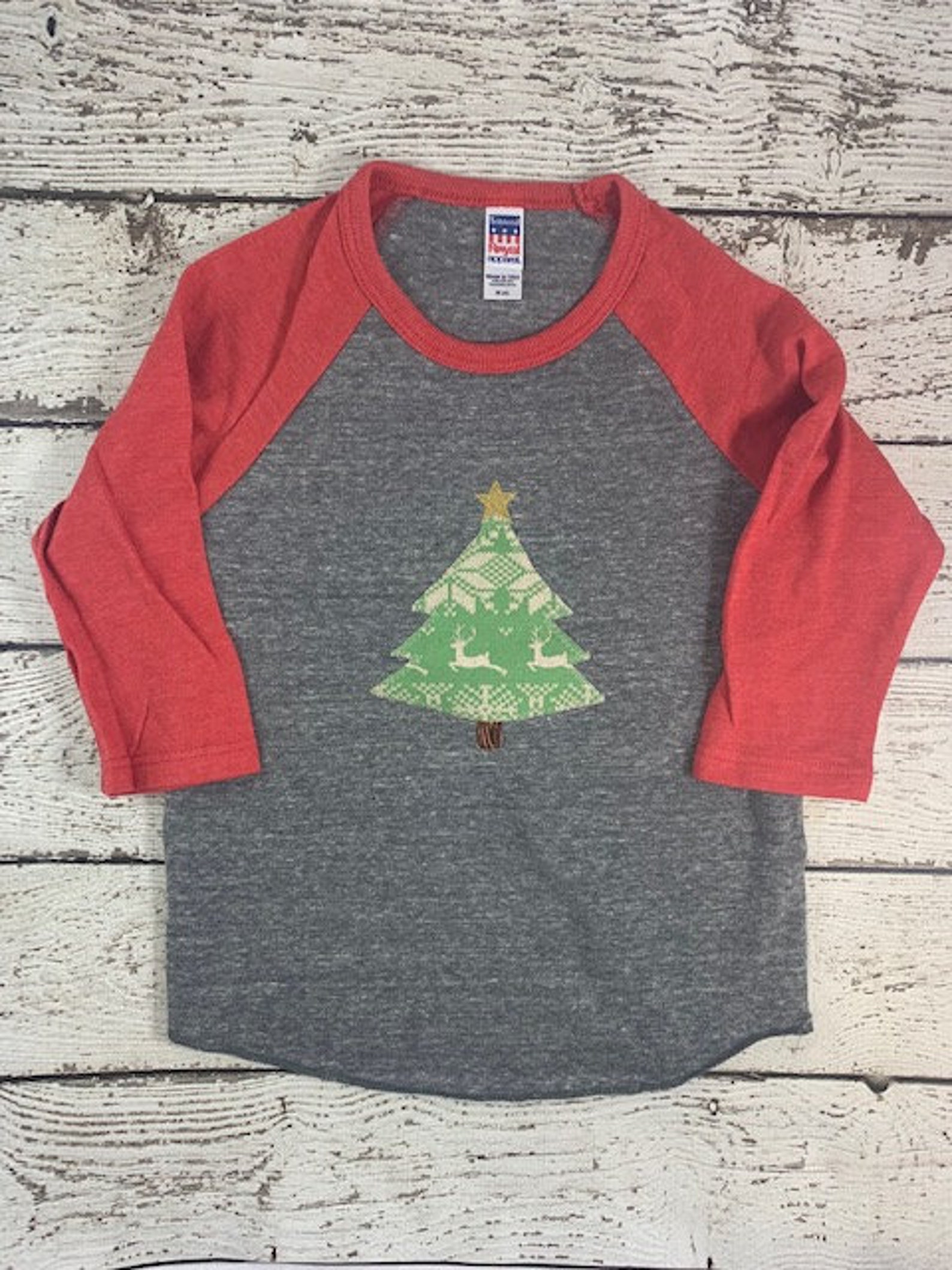 Christmas Tree Shirt Raglan Shirt Children's Holiday - Etsy