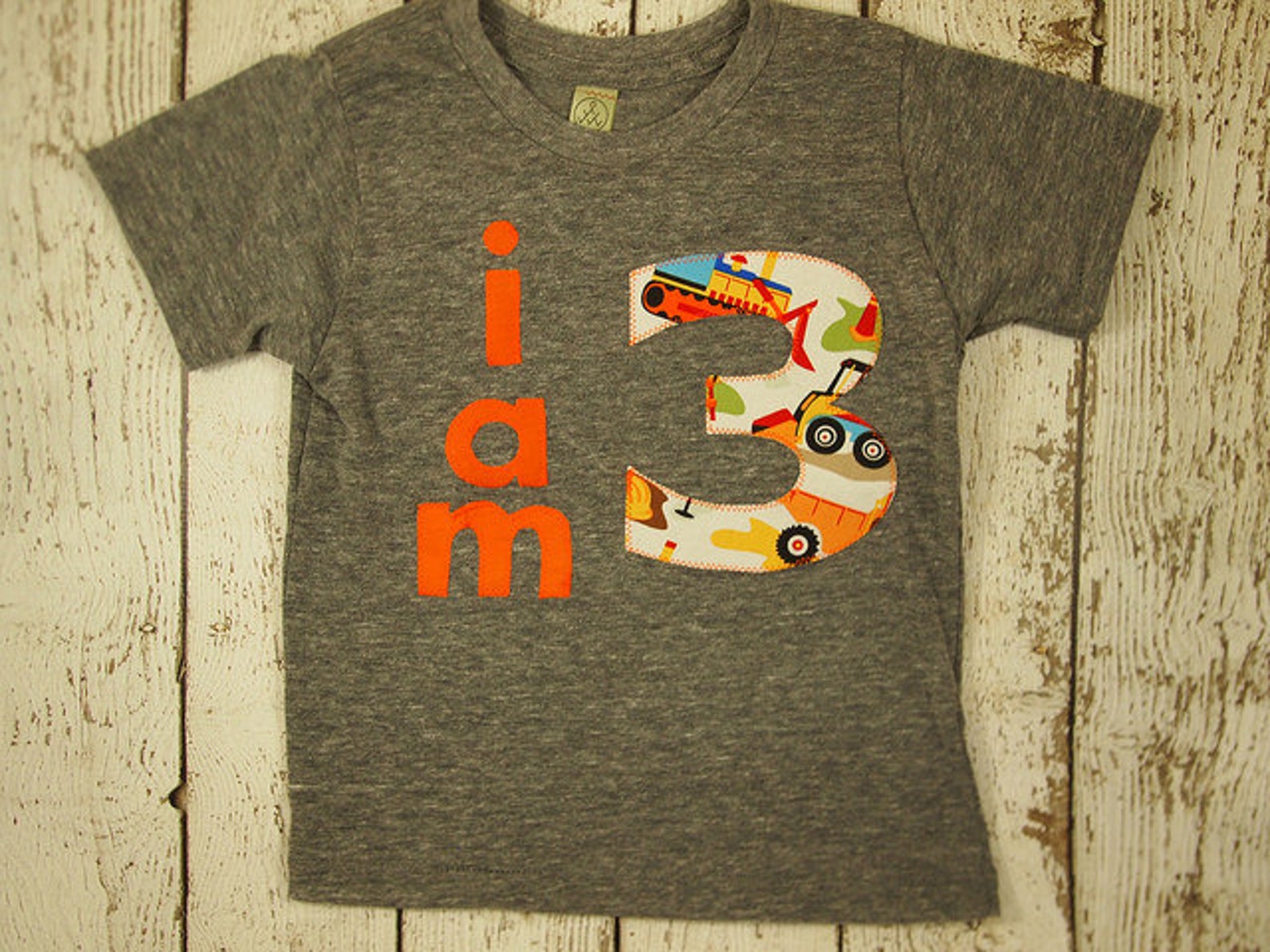 I AM 3 Construction Birthday Tee Organic Shirt Blend Boys - Etsy