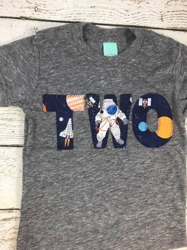 Astronaut Space Theme Birthday Shirt Rocket Ship Planets Organic Blend ...