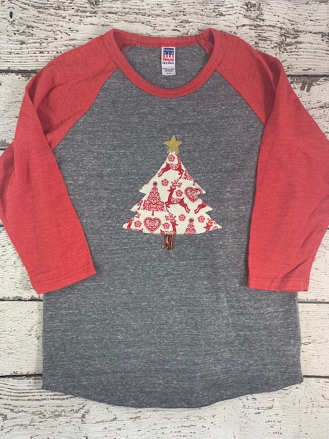 Christmas Tree Shirt Raglan Shirt Children's Holiday - Etsy