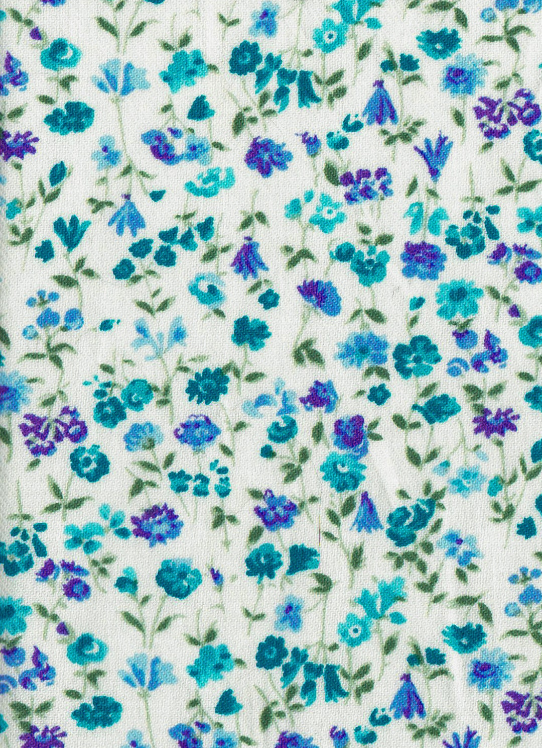 Light Weight Cotton Twill Floral Fabric in Turquoise and Periwinkle ...