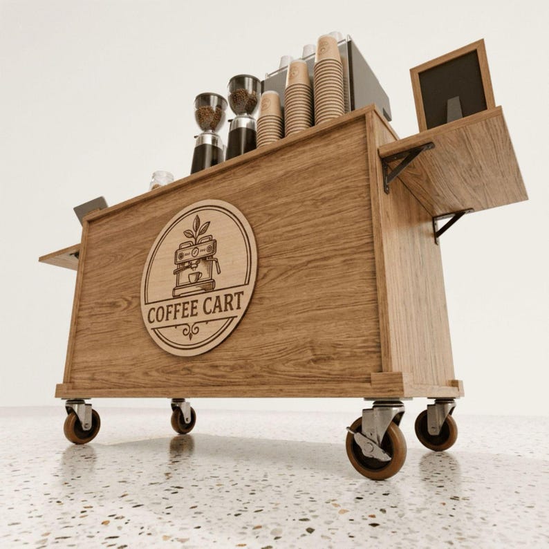 Mobile Folding Coffee Cart DIY Plans PDF | Collapsible Bar Cart for ...