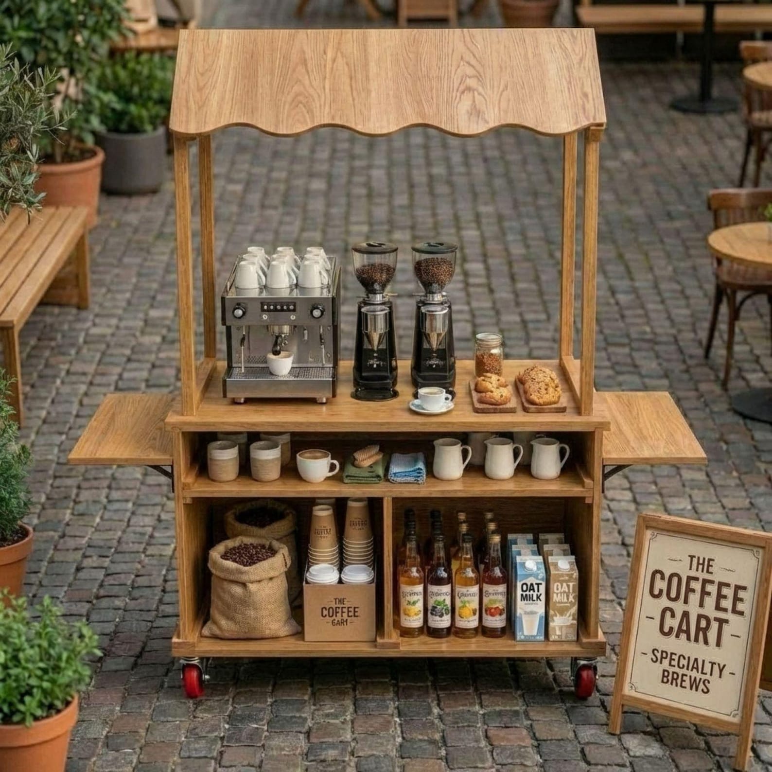 DIY Coffee Cart With Canopy Plans PDF | Outdoor Mobile Espresso Bar ...