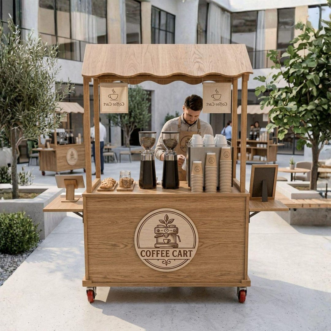 DIY Coffee Cart With Canopy Plans PDF | Outdoor Mobile Espresso Bar ...