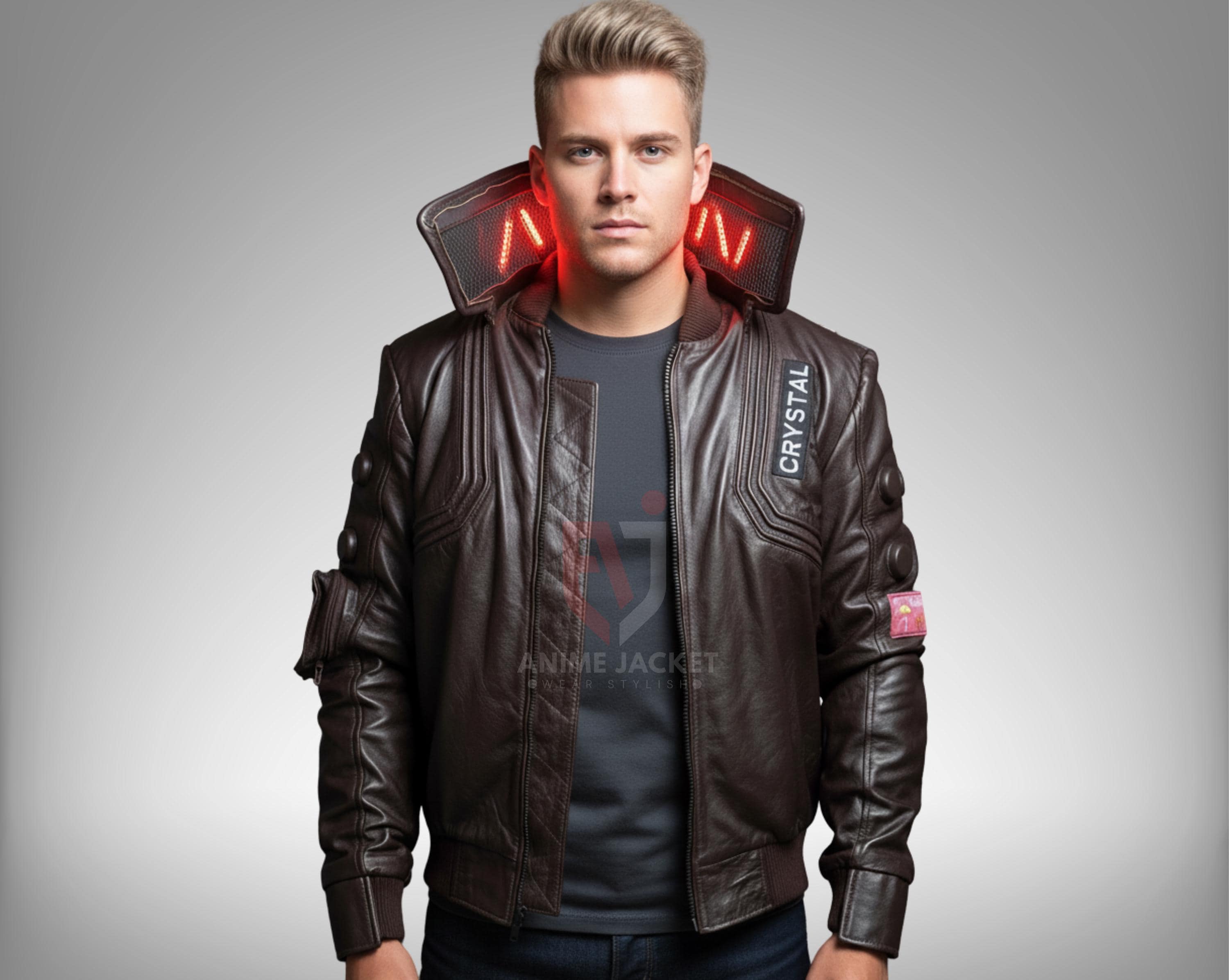 Cyberpunk Samurai V 2077 Jacket – LED Techwear Collar | Handmade Brown ...