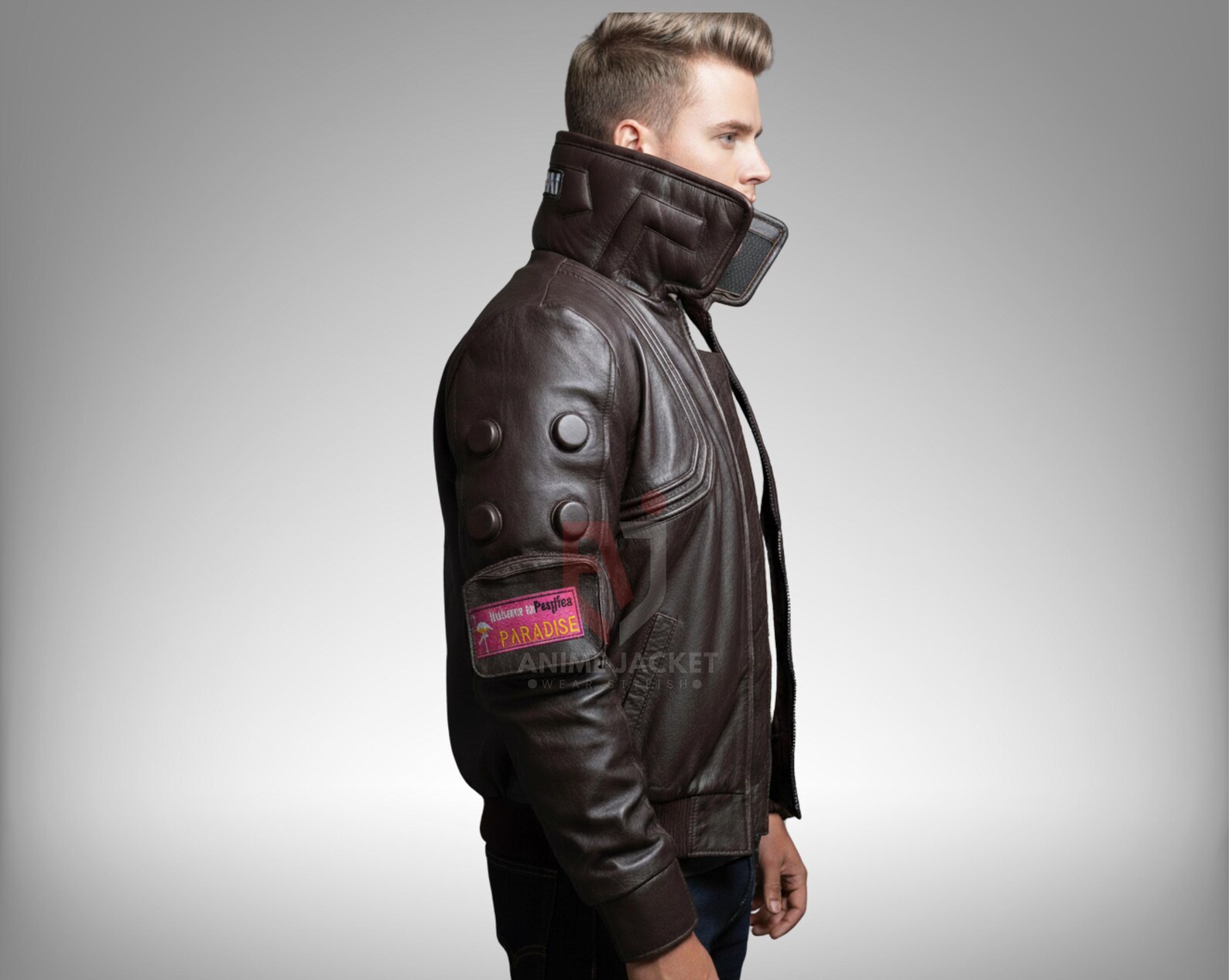 Cyberpunk Samurai V 2077 Jacket – LED Techwear Collar | Handmade Brown ...