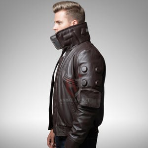 Cyberpunk Samurai V 2077 Jacket – LED Techwear Collar | Handmade Brown ...