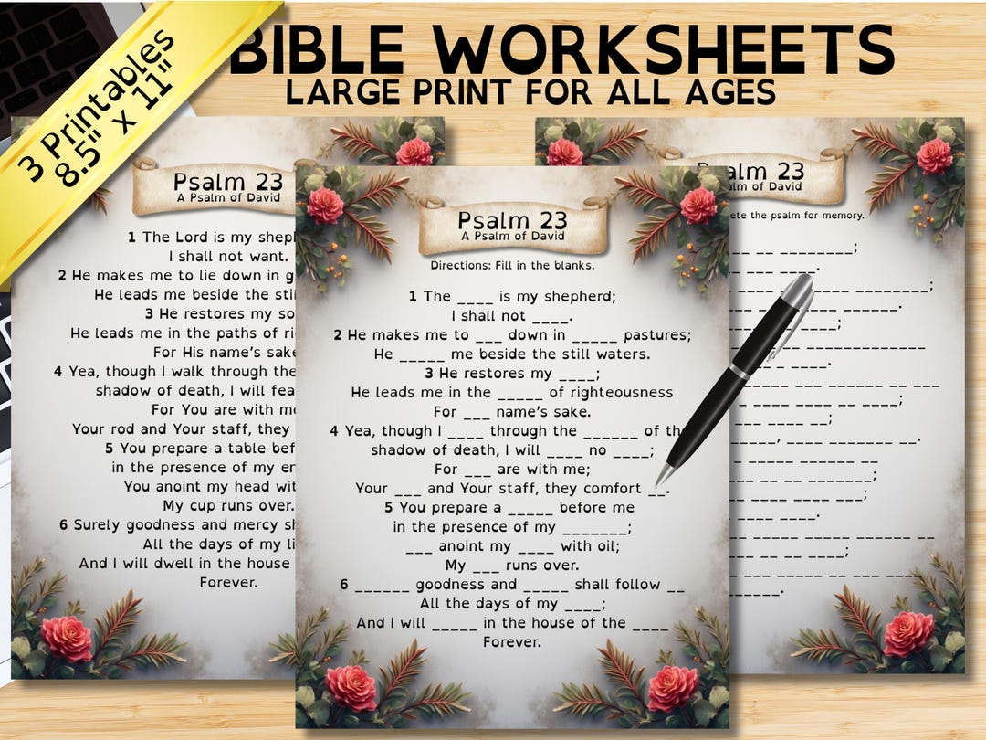Psalm 23 Fill-in-the-blank Bible Worksheet (instant Download) - Etsy