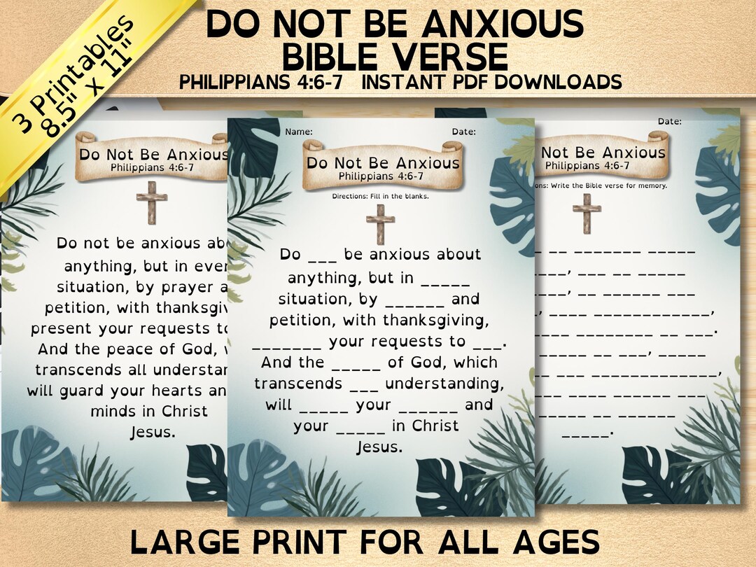 Philippians 4:6-7 Bible Verse Worksheet (instant PDF Download) - Etsy