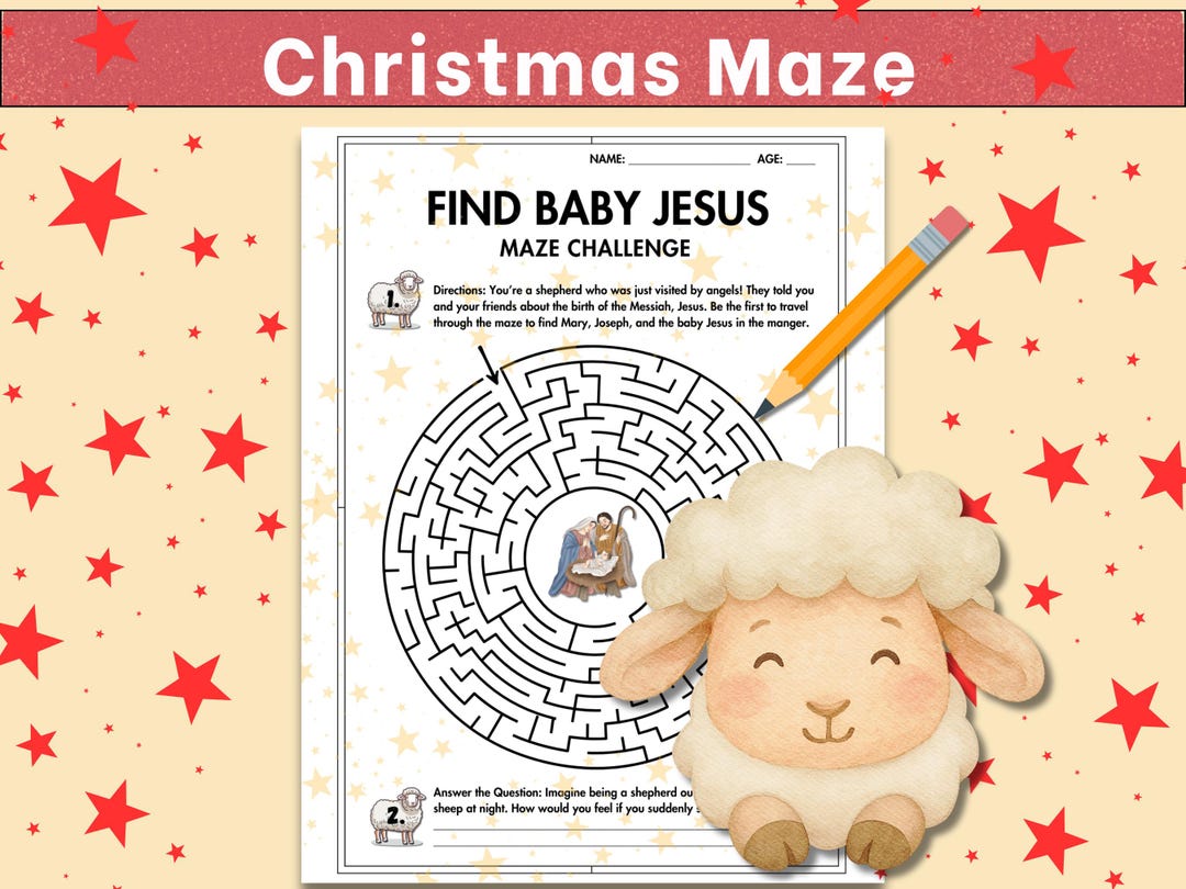 Christmas Maze Worksheet "find Baby Jesus" (PDF Instant Download ...