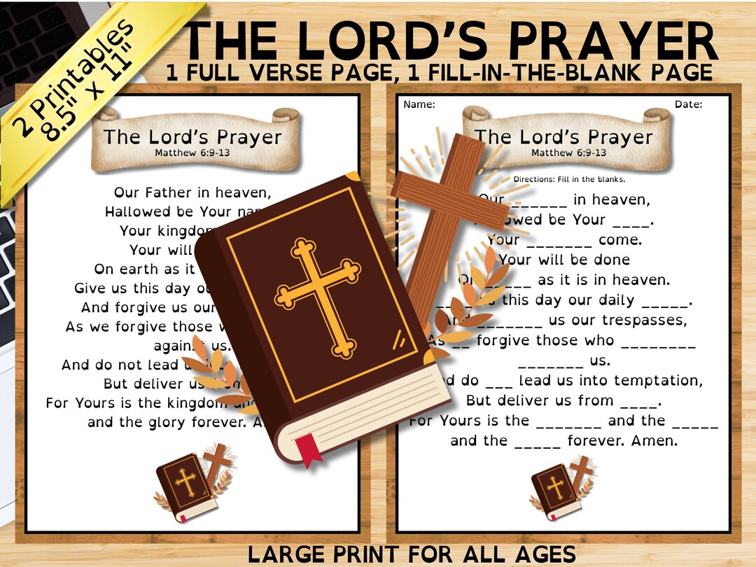 The Lord's Prayer "fill-in-the-blank" Printable Worksheets Large Print ...