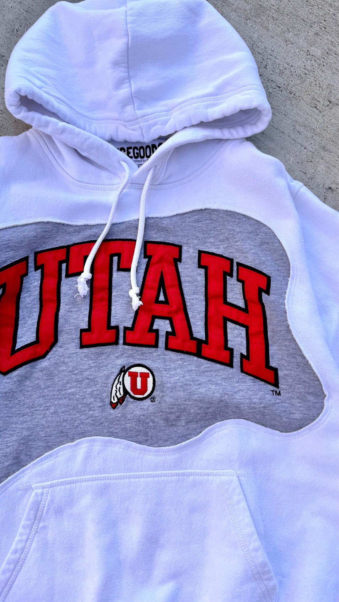 White Embroidered With Uofu Logo Upcycled Hoodie - Etsy