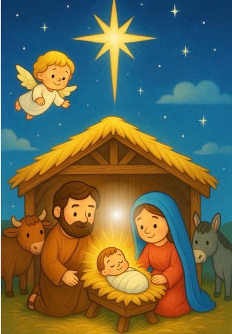 Nativity Poster – Holy Family Christmas Wall Art – Jesus Birth Scene ...
