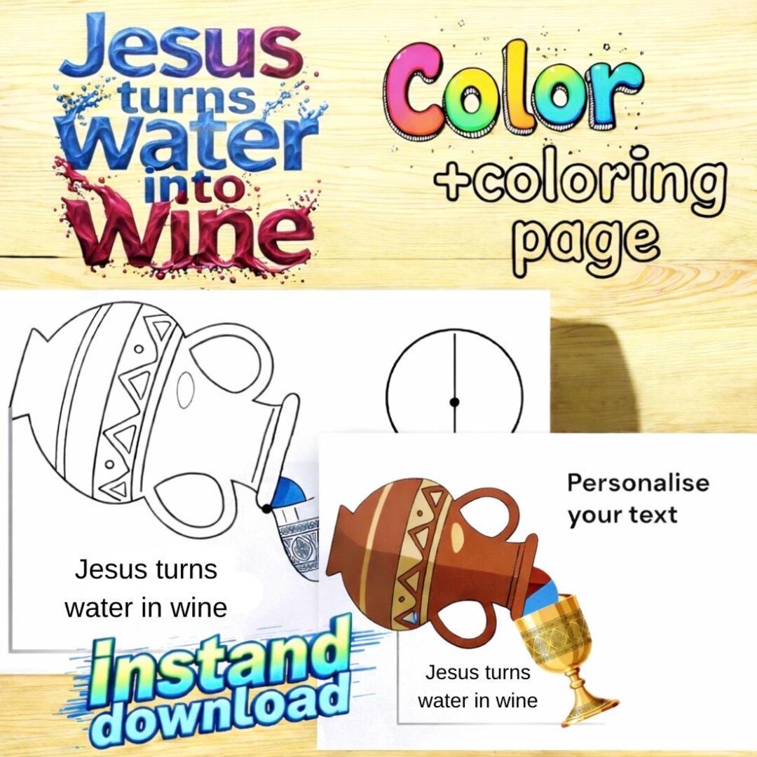 Jesus Turns Water Into Wine Printable | Sunday School Activity | Bible ...