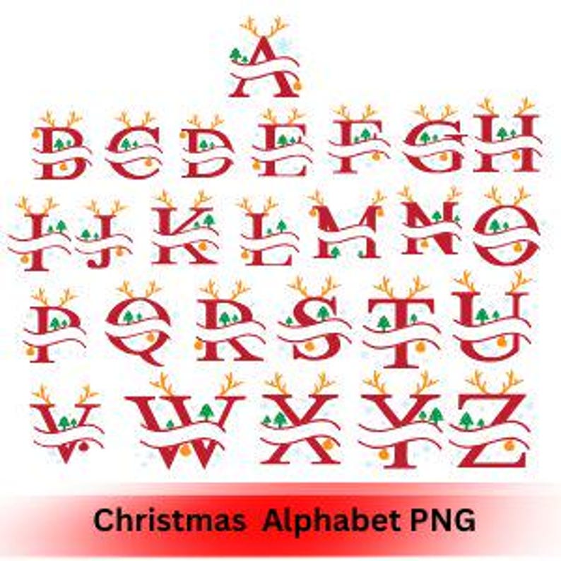 Christmas Alphabet Clipart PNG | Holiday Letters, Numbers (digital ...