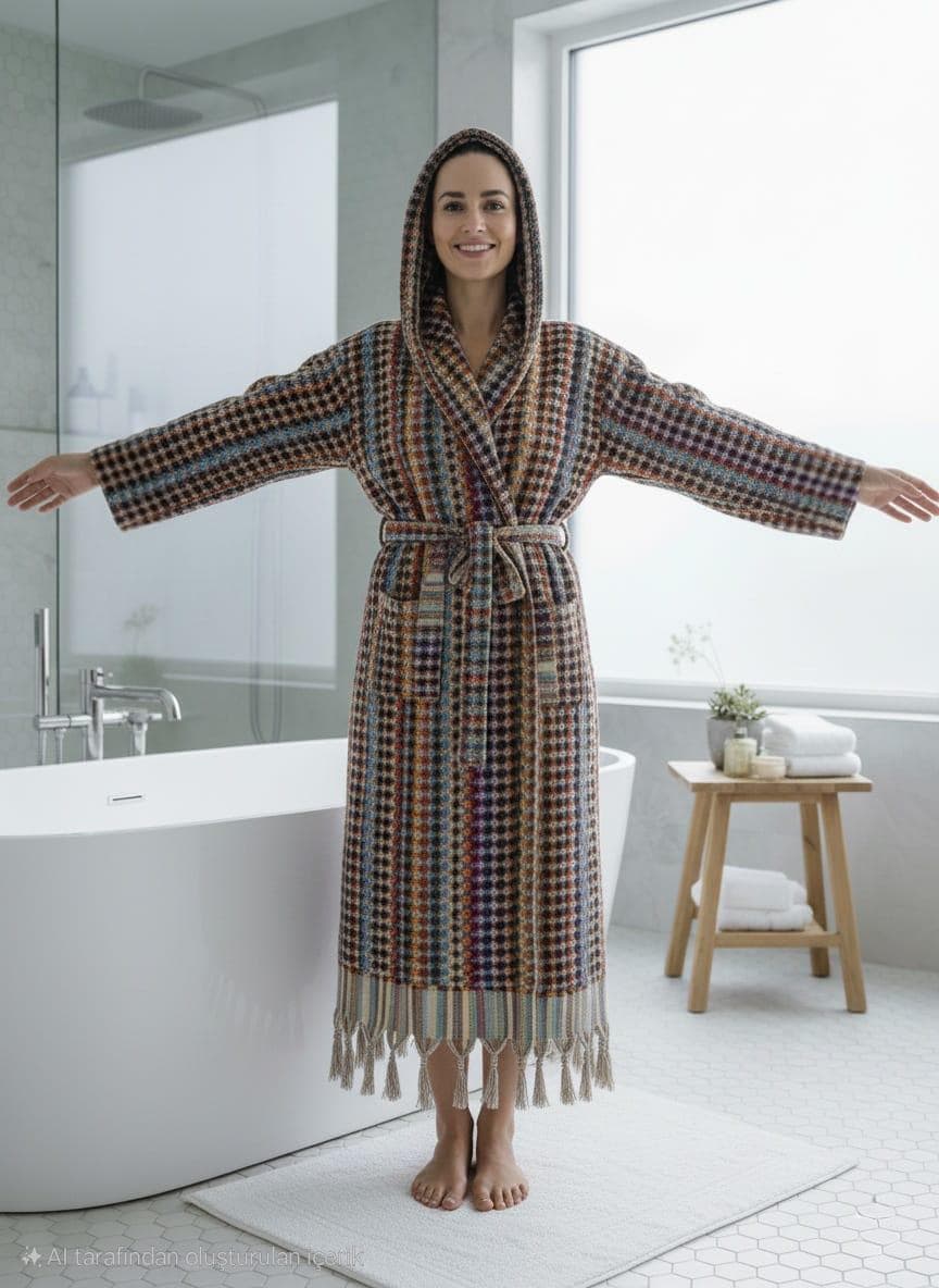 Handwoven Turkish Cotton Hooded Robe – Colorful Bubble Texture - Etsy