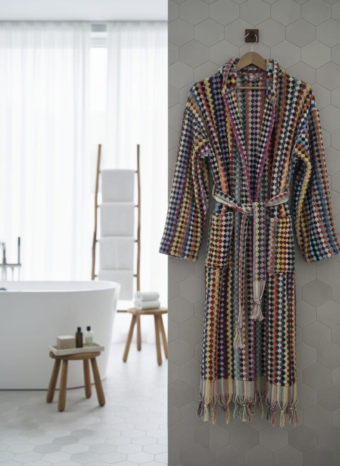 Handwoven Turkish Cotton Hooded Robe – Colorful Bubble Texture - Etsy