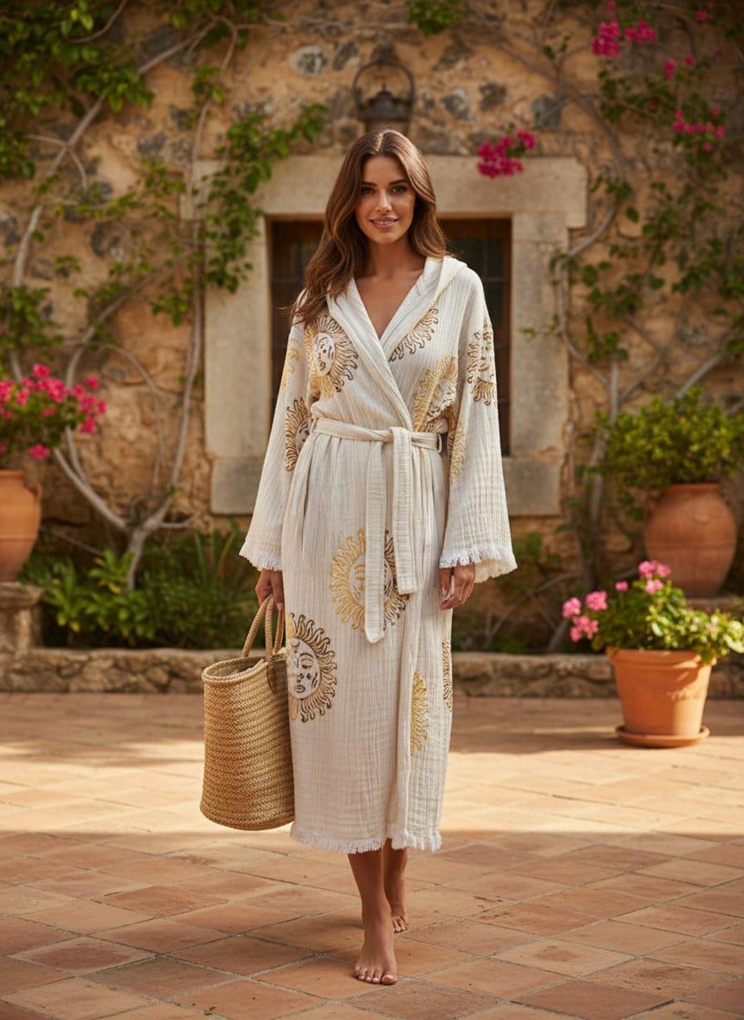 Muslin Kimono Robe for Women – Soft Cotton Bathrobe, Lightweight Spa ...