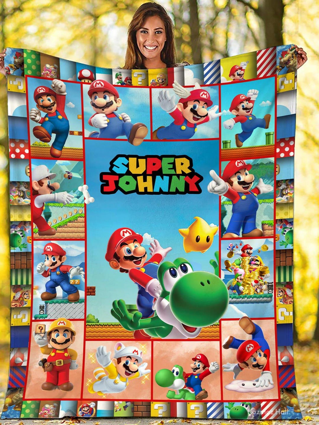 Personalized Mario Fleece Blanket, Mario Bros Blanket, Mario Blanket ...