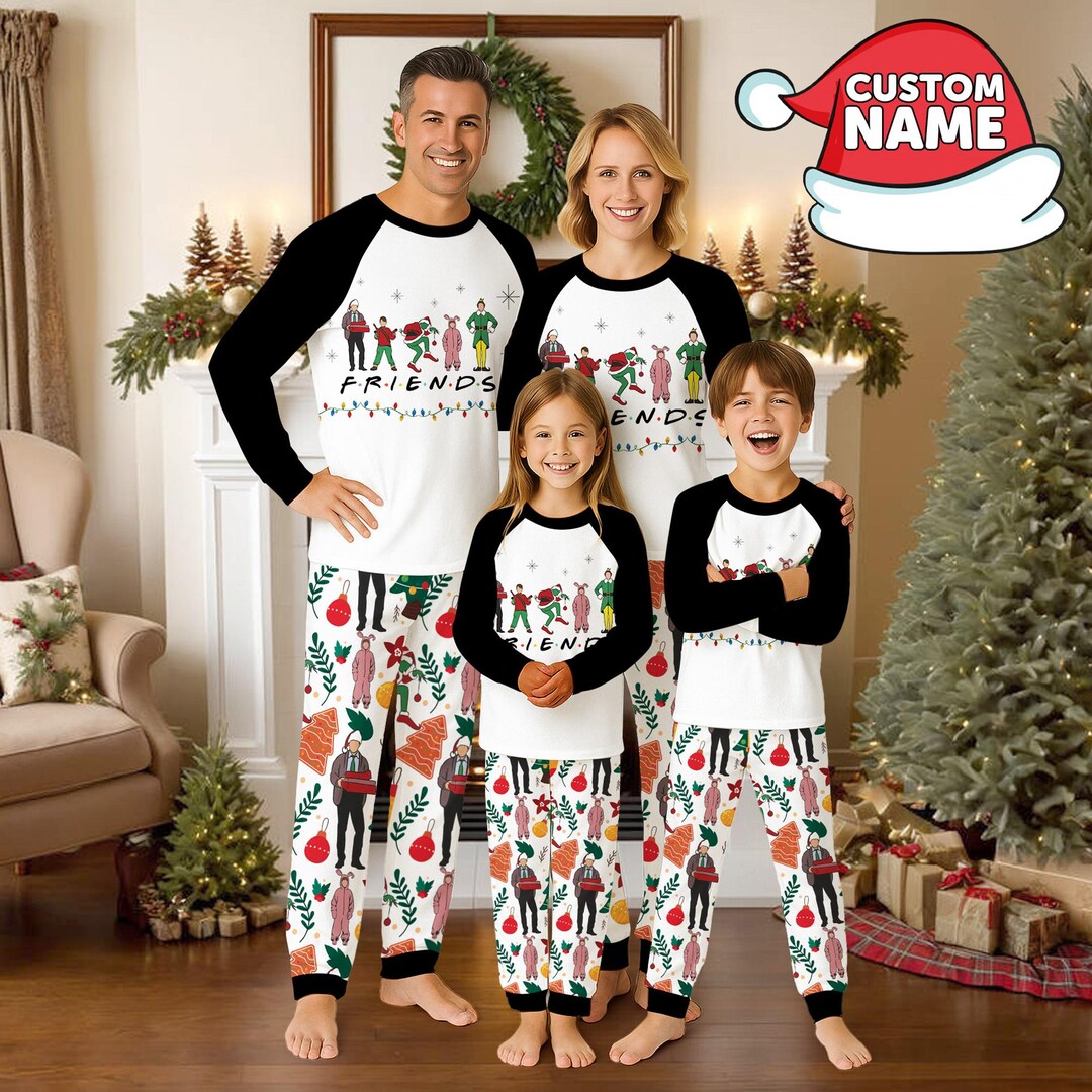 Christmas Movie FRIENDS Raglan Pajamas Set Personalized, Retro ...