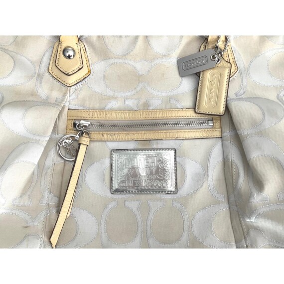 Coach Poppy Tote Bag Signature Canvas Metallic Silver… - Gem