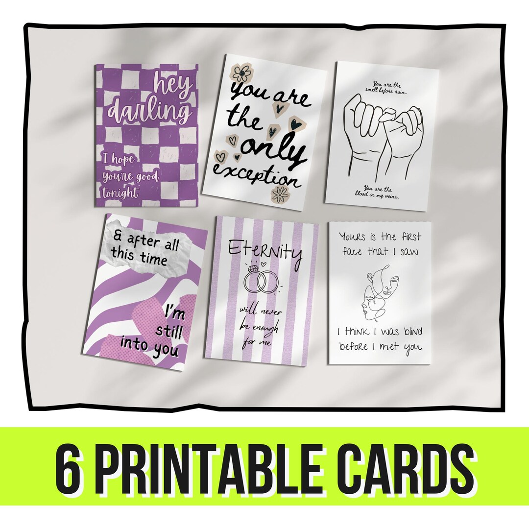Elder Emo Printable Love Card Set | 6 Romantic Lyric Cards | Emo Band ...