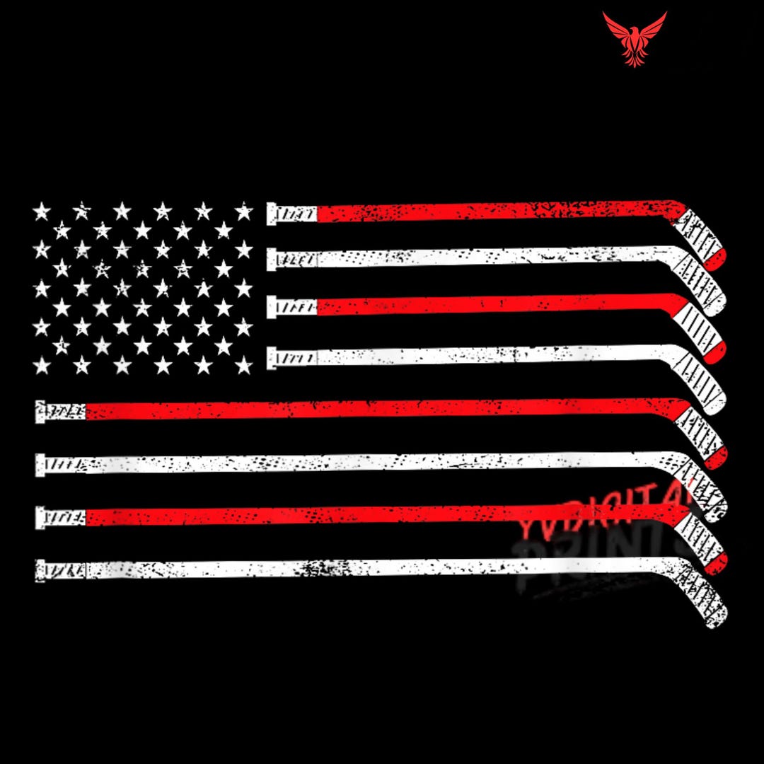 Hockey Stick USA Flag Faded Hockey Player T-shirt PNG - Etsy