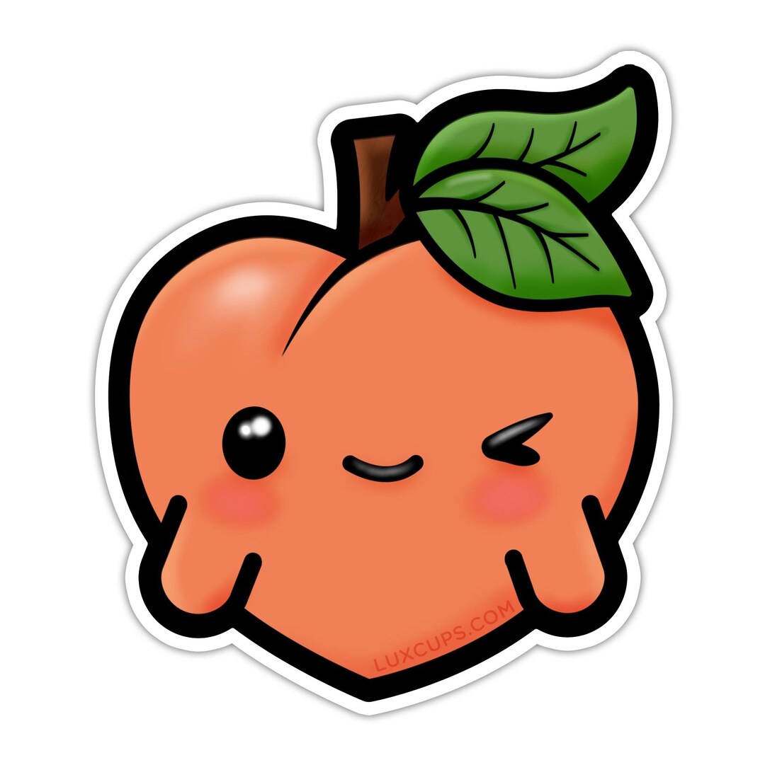 Peachy Sticker - Peach Weather-proof Vinyl Sticker Stone Fruit Cute ...