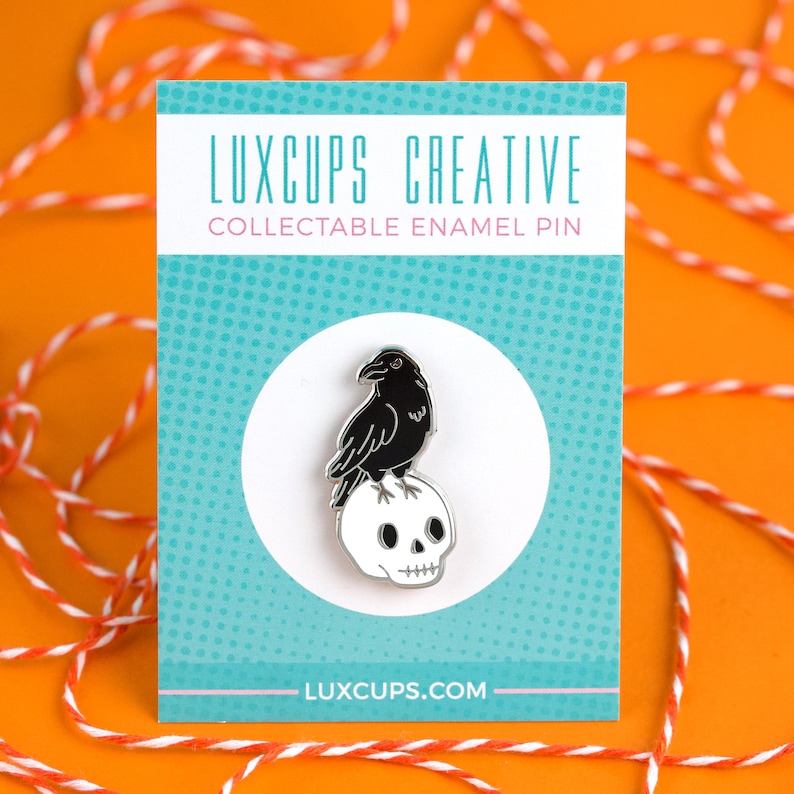 The Raven Enamel Pin Hard Enamel Raven Pin Cute Crow Pin - Etsy