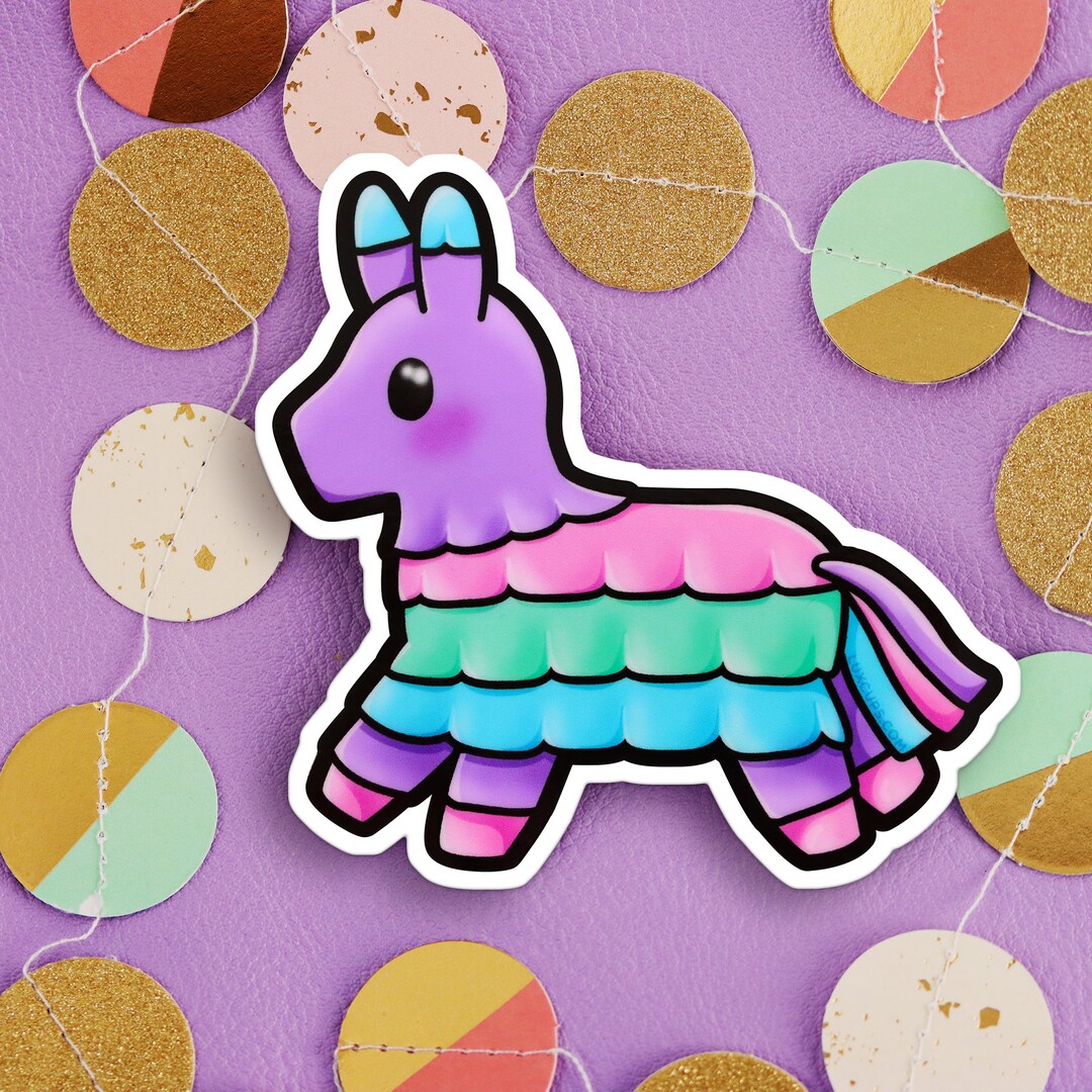 Piñata Sticker - Birthday Party Weather-proof Vinyl Sticker Donkey ...