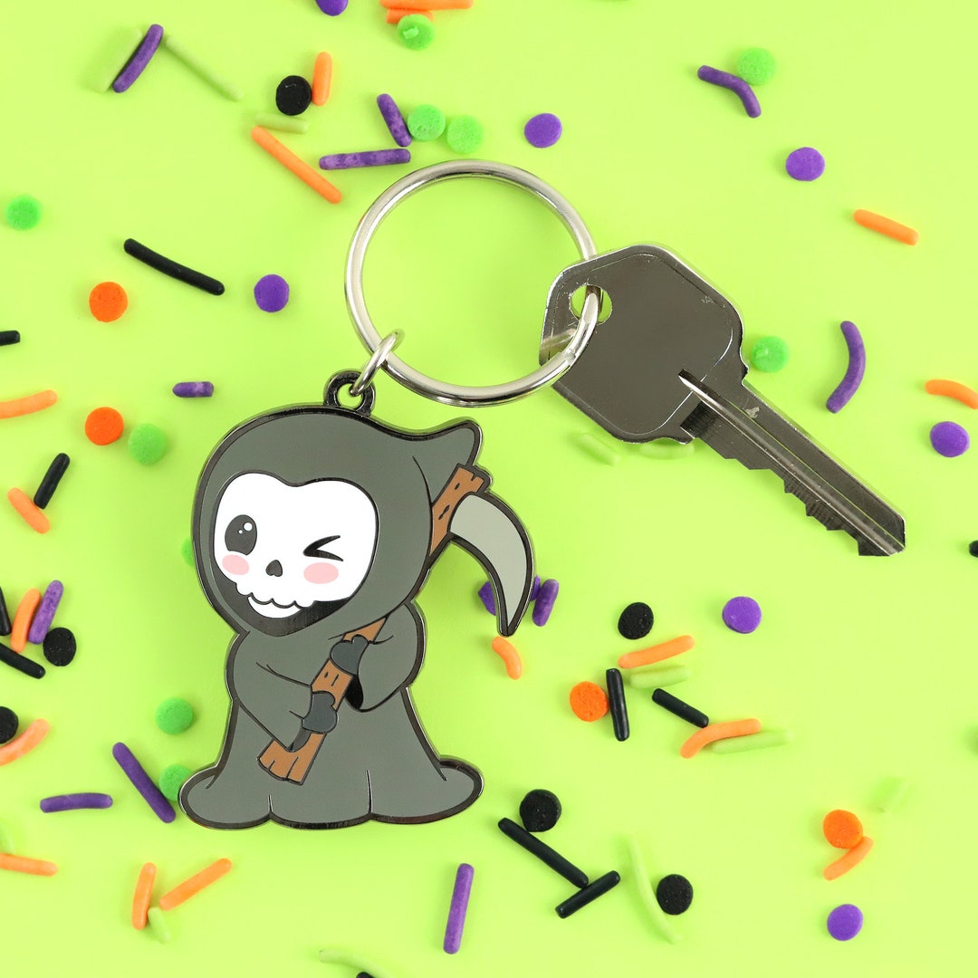 SALE Grim Reaper Keychain - Skeleton Kawaii Keychain Spooky Cute Key ...