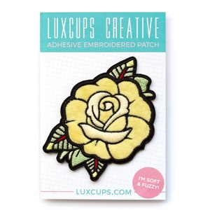 SALE Fuzzy Yellow Rose Patch Sticker - Adhesive Patch Texas Rose ...