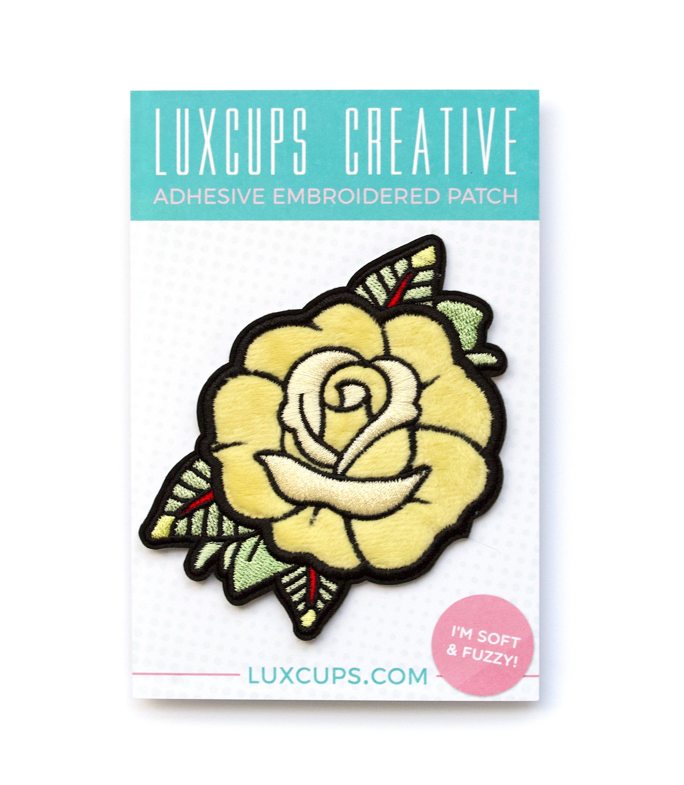 SALE Fuzzy Yellow Rose Patch Sticker - Adhesive Patch Texas Rose ...