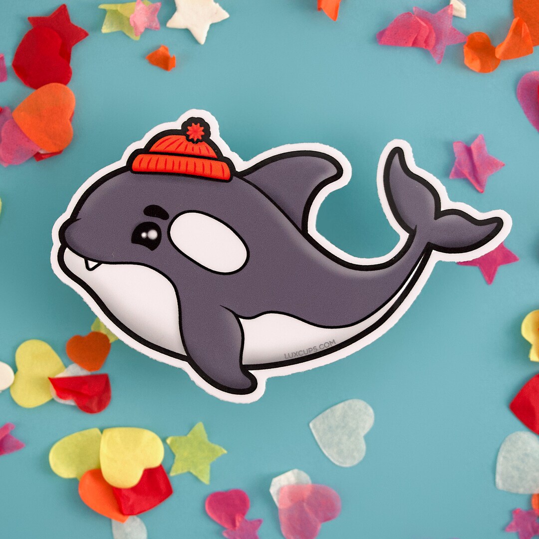 Orca Sticker - Killer Whale Weather-proof Vinyl Sticker Dolphin Sticker ...